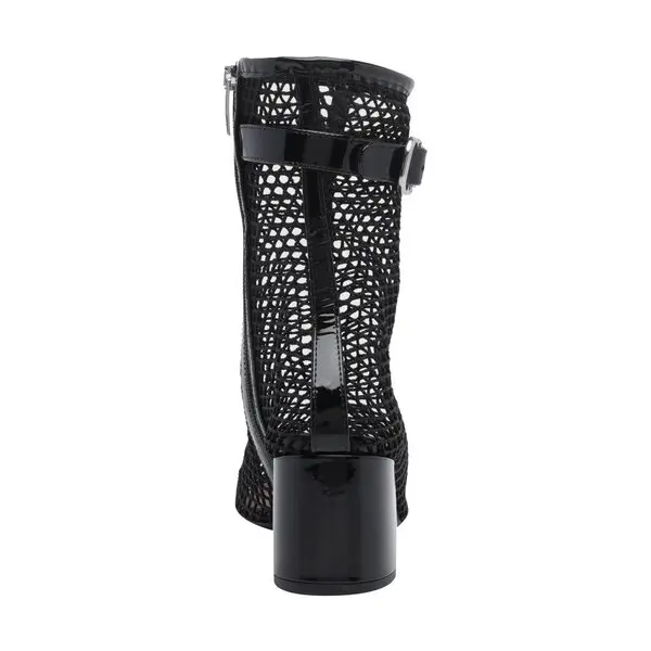 Alaïa Mesh Detail Block Heel Ankle Boots - Black