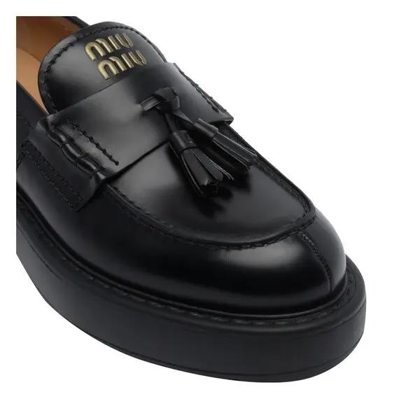 Miu Miu Logo Leather Loafers