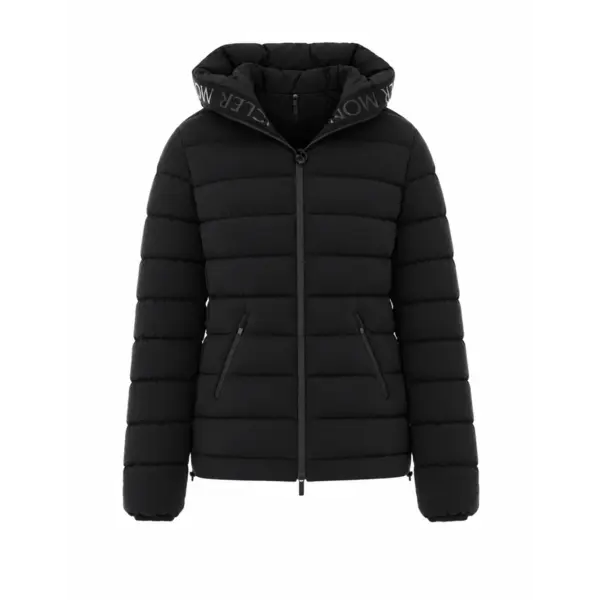 Moncler Herbes Quilted Down Jacket With Logo Hood - Black