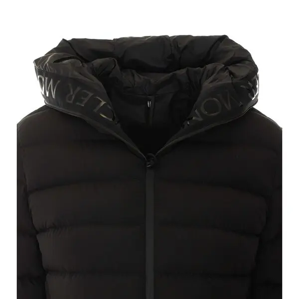 Moncler Herbes Quilted Down Jacket With Logo Hood - Black