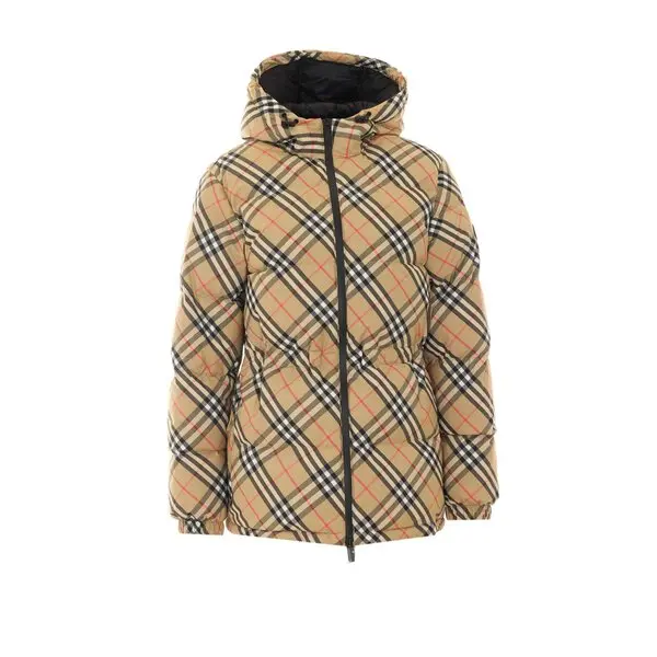 Burberry Check Down Jacket - Cream