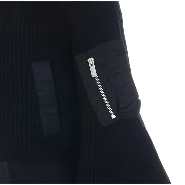 Sacai Knit Blouson With Puffed Sleeves