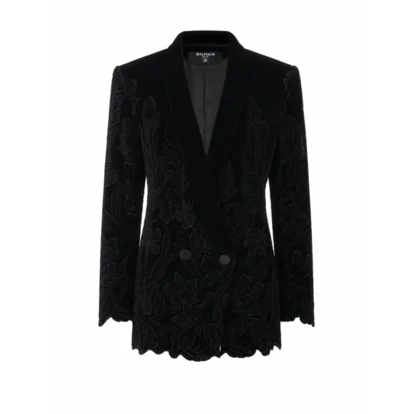 Balmain Velvet Embroidered Jacket - Black