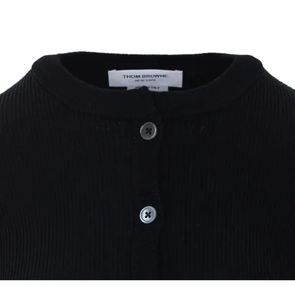 Thom Browne Ribbed Striped Logo Cardigan