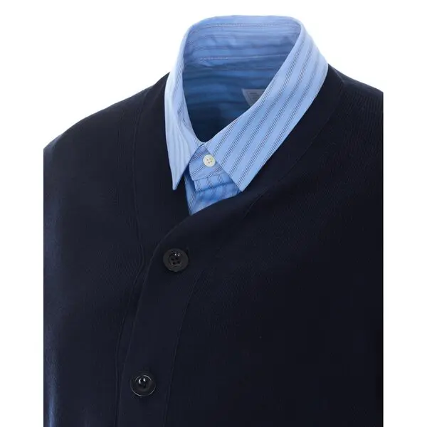 Sacai Poplin X Cotton Knit Cardigan - Blue