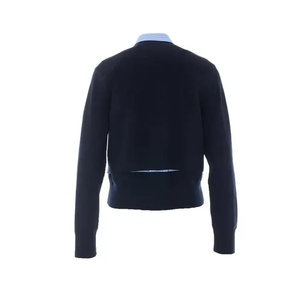 Sacai Poplin X Cotton Knit Cardigan - Blue