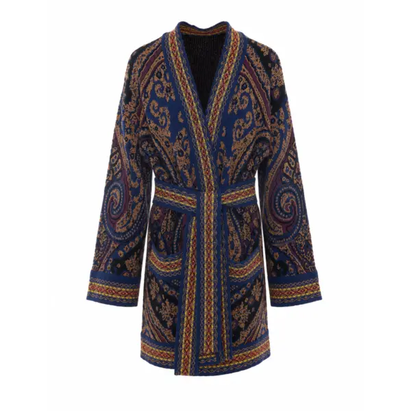 Etro Floral Paisley Print Belted Cardigan - Multicolor