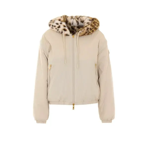 Moose Knuckles Reversible Quilted Faux Fur Hooded Jacket With Animal Print