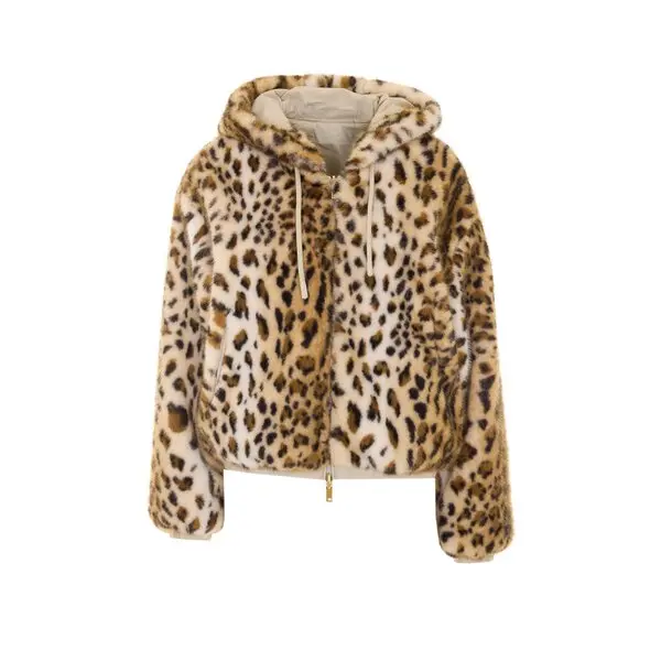 Moose Knuckles Reversible Quilted Faux Fur Hooded Jacket With Animal Print
