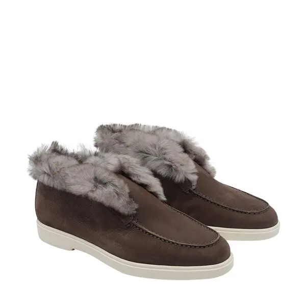 Santoni Shearling Detail Suede High-top Boots