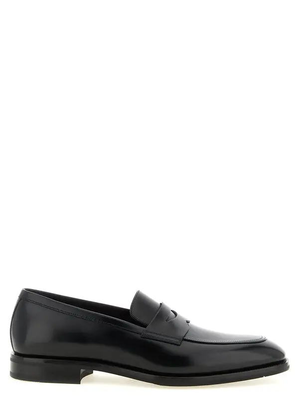 Santoni Gregor Loafers In Brushed Calf Leather