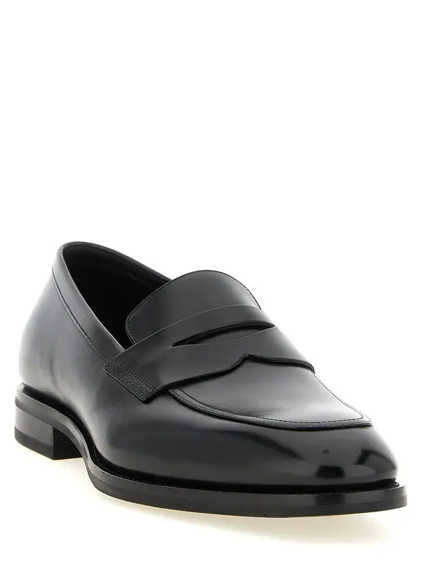 Santoni Gregor Loafers In Brushed Calf Leather