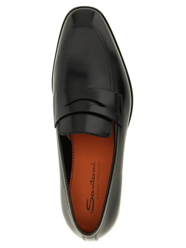 Santoni Gregor Loafers In Brushed Calf Leather