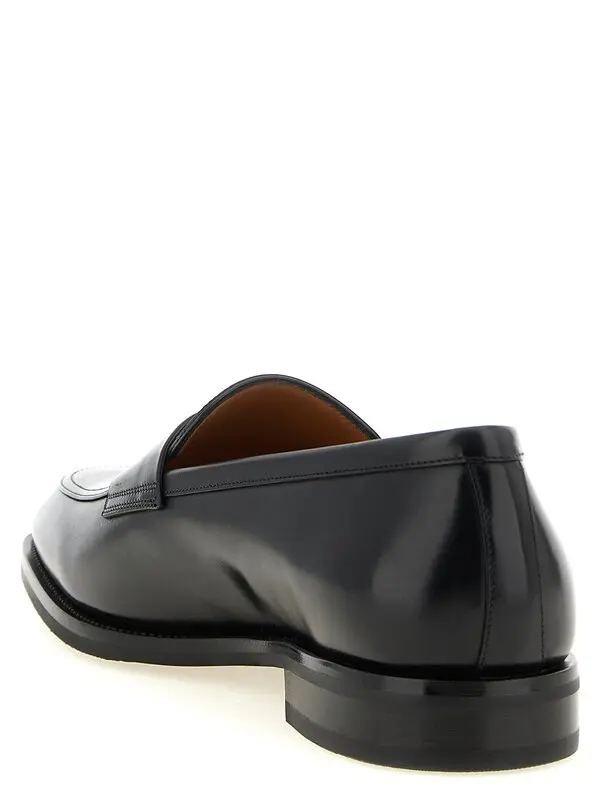 Santoni Gregor Loafers In Brushed Calf Leather - Black