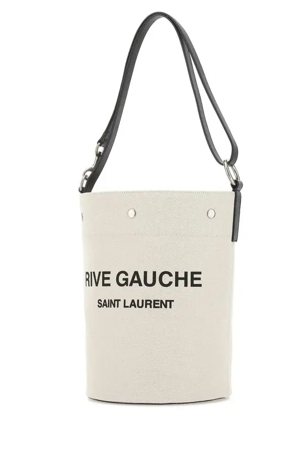 Saint Laurent Ivory Canvas Rive Gauche Bucket Bag