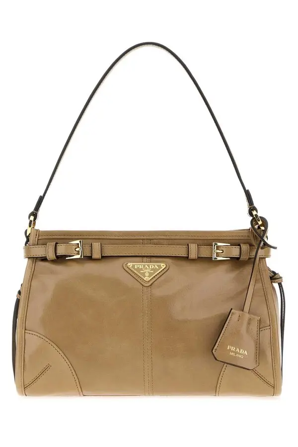Prada Beige Leather Bonnie Shoulder Bag