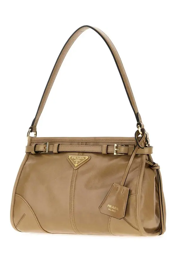 Prada Beige Leather Bonnie Shoulder Bag