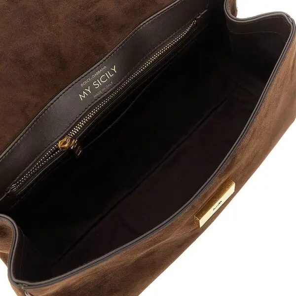 Dolce & Gabbana Suede Leather 'my Sicily' Handbag - Brown