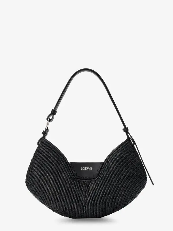 Loewe Paula's Ibiza-swing Raffia And Leather Shoulder Bag - Black