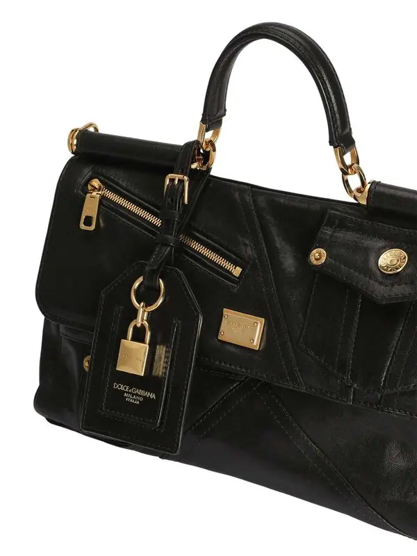 Dolce & Gabbana Biker Patch Calfskin My Sicily Medium Handbag
