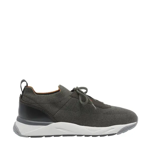 Santoni Fabric Lace-up Sneakers With Leather Details