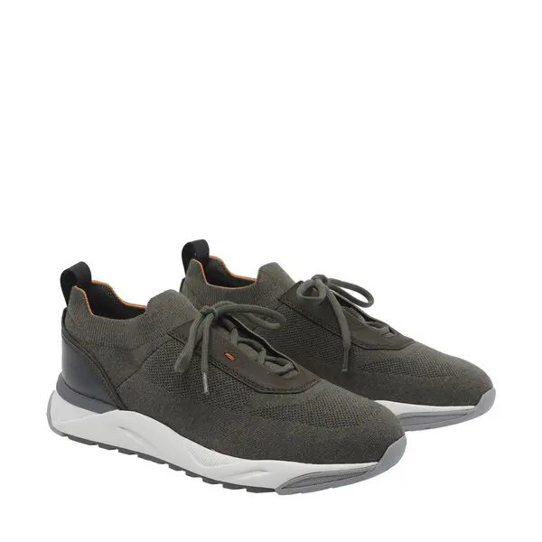 Santoni Fabric Lace-up Sneakers With Leather Details