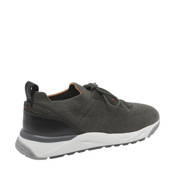 Santoni Fabric Lace-up Sneakers With Leather Details