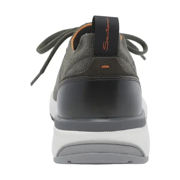 Santoni Fabric Lace-up Sneakers With Leather Details