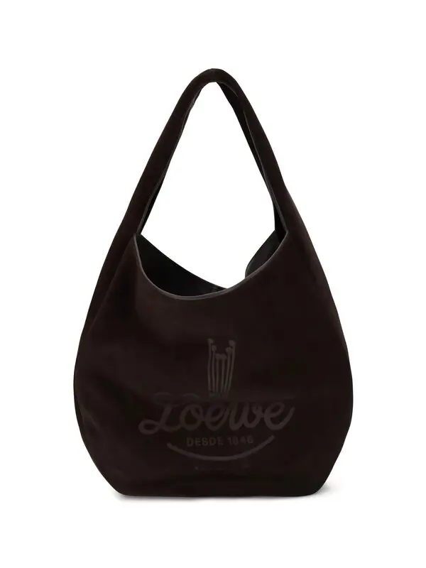 Loewe Roomy Suede Calfskin Hobo Shoulder Bag - Brown