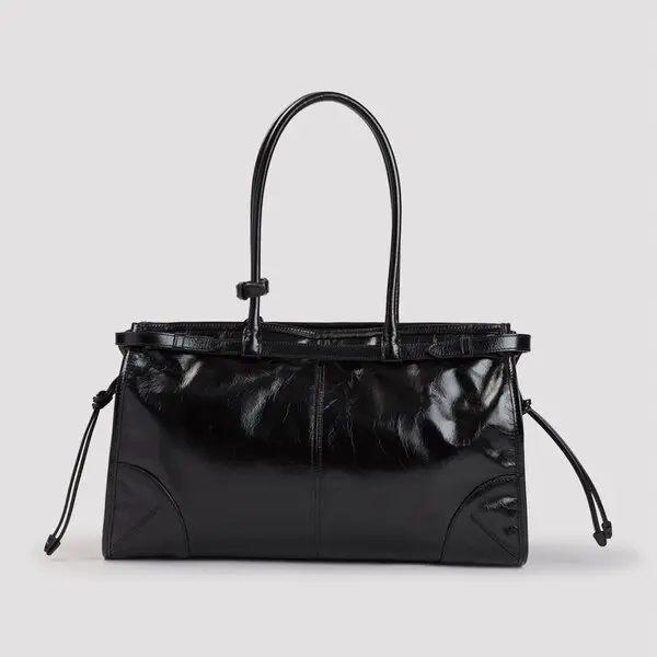 Prada Bonnie Bag In Glossed Leather - Black