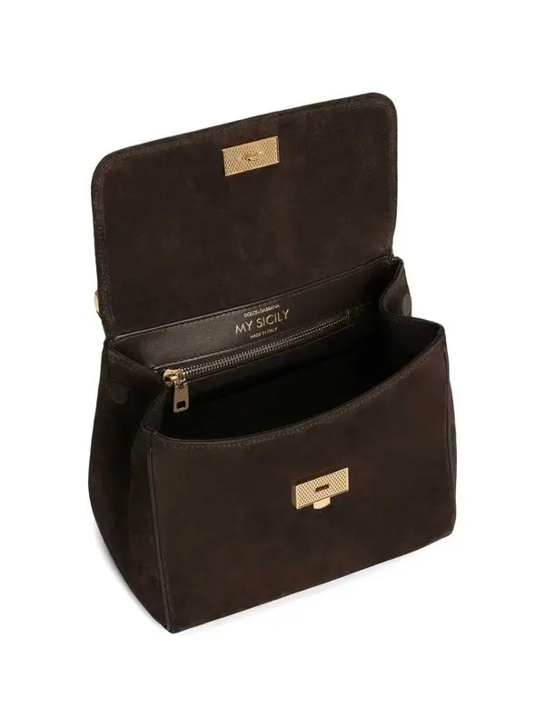 Dolce & Gabbana Small My Sicily Bag In Split Calfskin - Brown