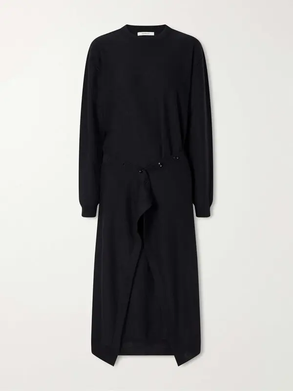 LEMAIRE Buttoned Wool-blend Knitted Midi Dress