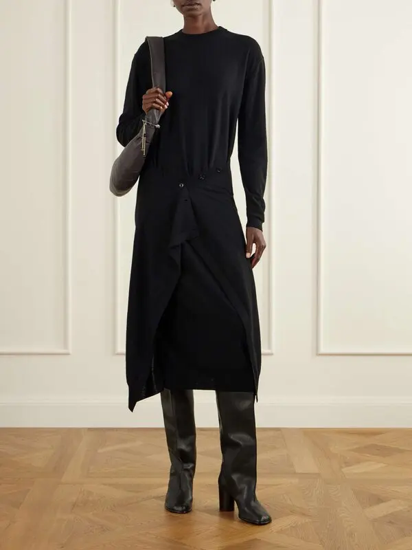 LEMAIRE Buttoned Wool-blend Knitted Midi Dress