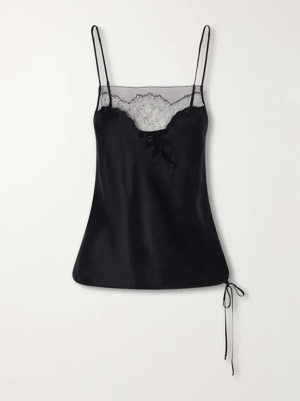Carine Gilson Lace-trimmed Silk-satin Cami - Black