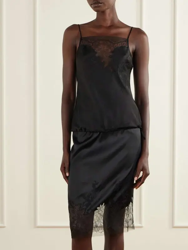 Carine Gilson Lace-trimmed Silk-satin Cami