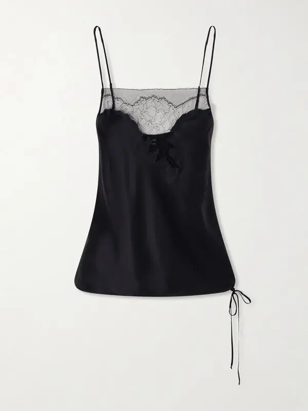 Carine Gilson Lace-trimmed Silk Cami - Black