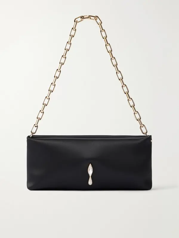 CHRISTIAN LOUBOUTIN Maykimay Crystal-embellished Shoulder Bag - Black