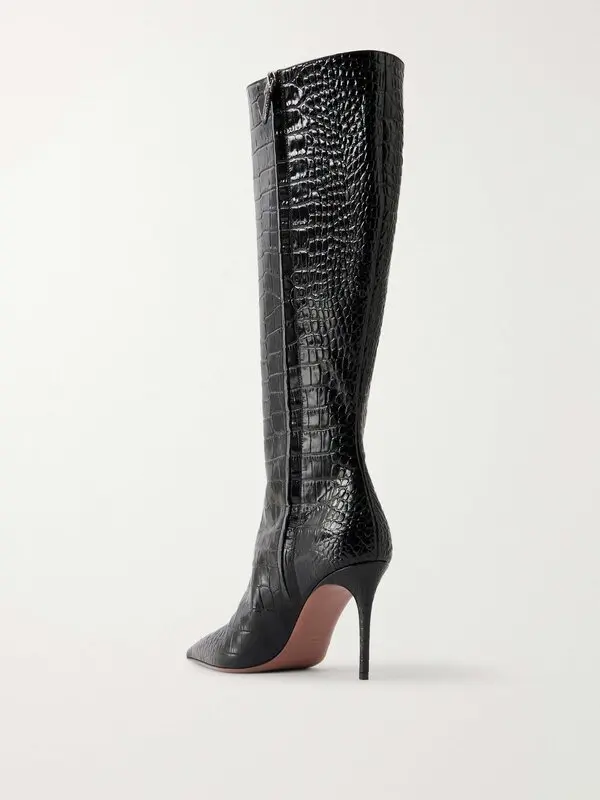 Paris Texas Vera 85 Knee-high Croc-effect Leather Boots