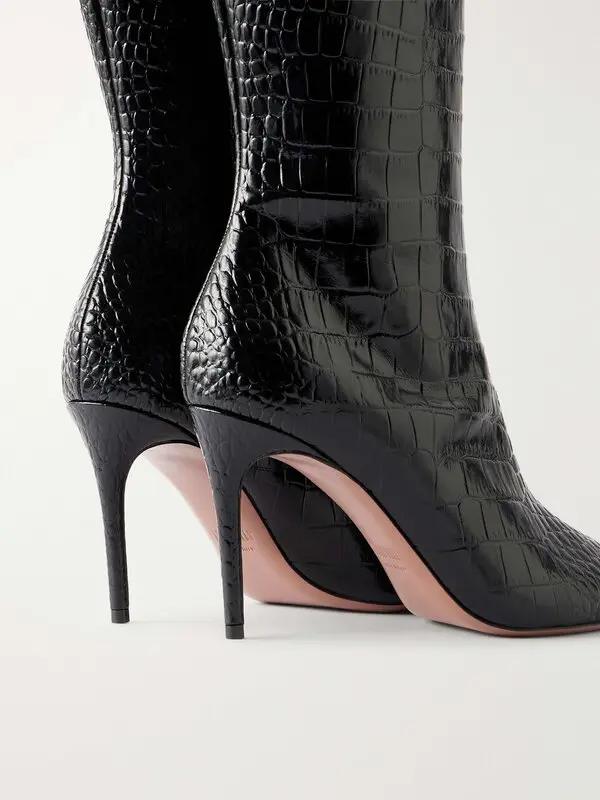 Paris Texas Vera 85 Knee-high Croc-effect Leather Boots