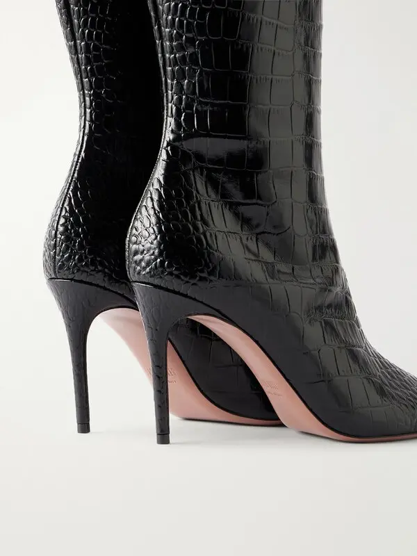 Paris Texas Vera 85 Knee-high Croc-effect Leather Boots