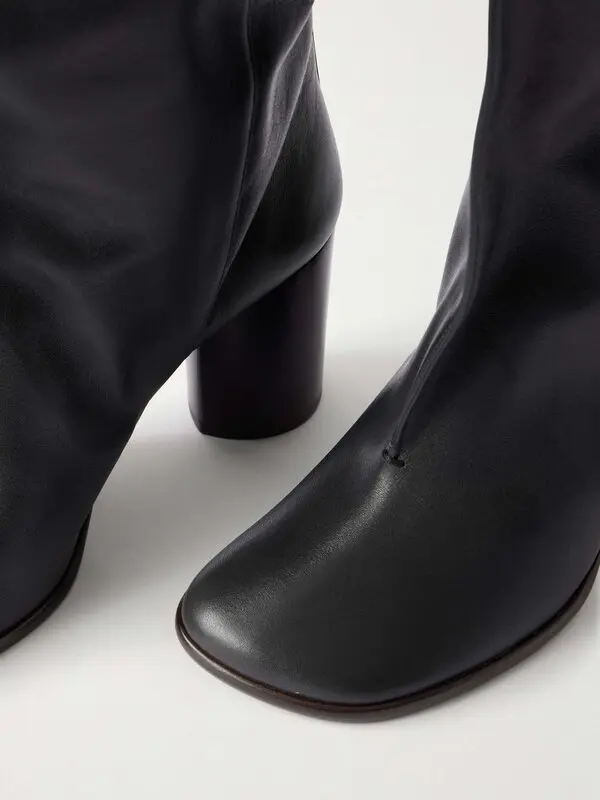 LEMAIRE Crease Leather Knee Boots