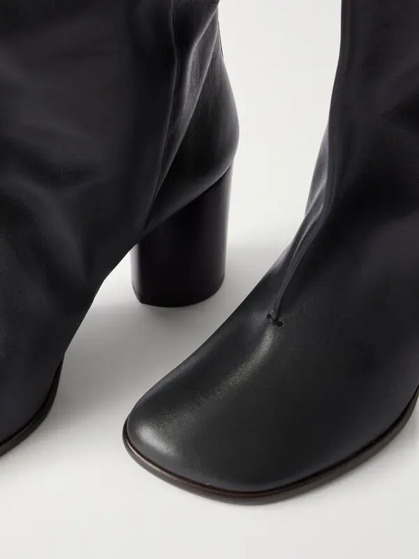 LEMAIRE Crease Leather Knee Boots