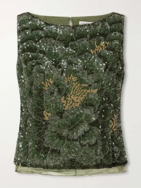 CLIO PEPPIATT Sequined Crepe Blouse