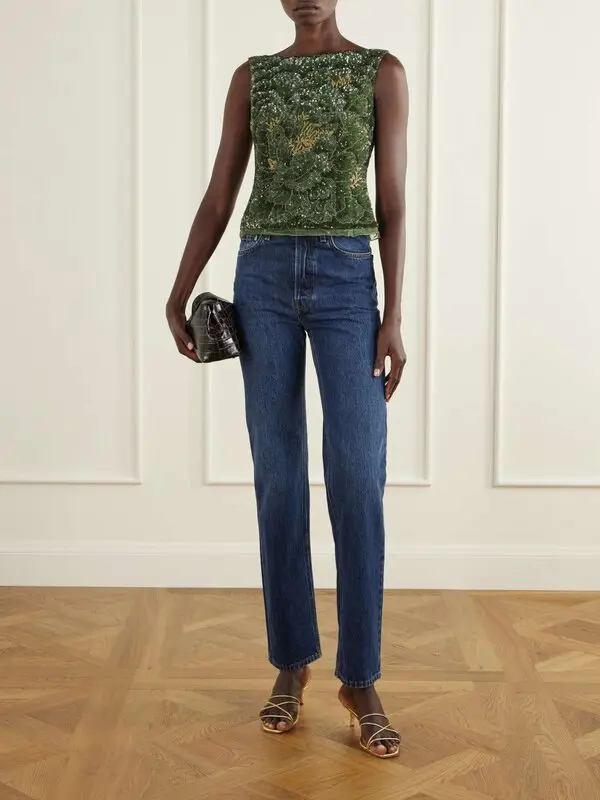 CLIO PEPPIATT Sequined Crepe Blouse