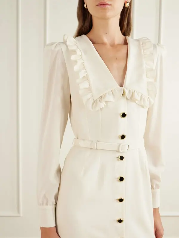 Alessandra Rich Belted Virgin Wool-crepe Midi Dress