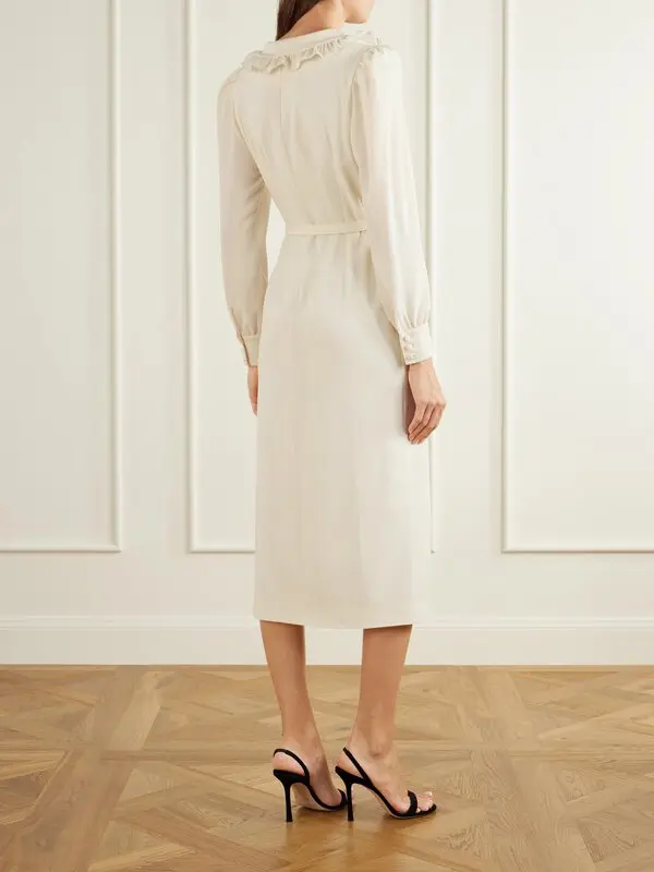 Alessandra Rich Belted Virgin Wool-crepe Midi Dress