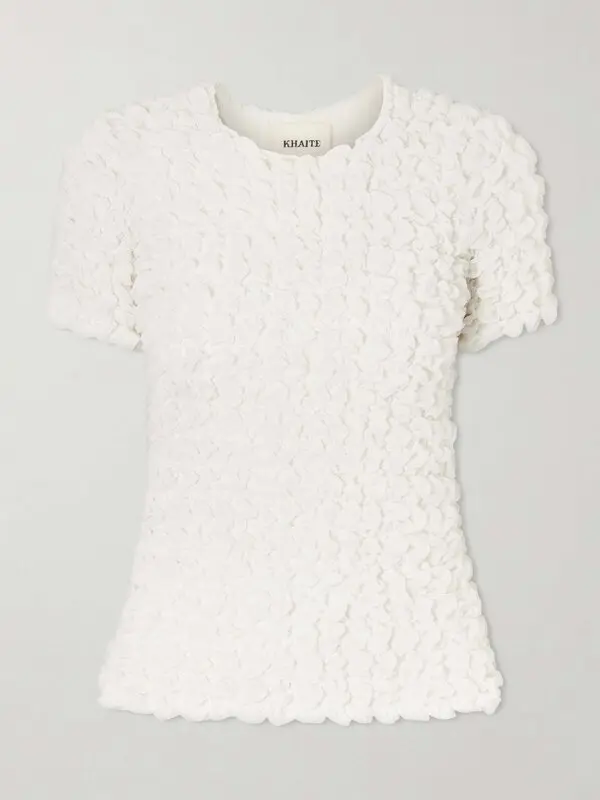 Khaite Polly Ruched Silk-chiffon Top