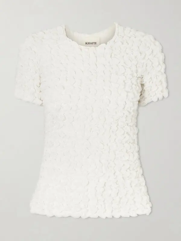 Khaite Polly Ruched Silk-chiffon Top - White