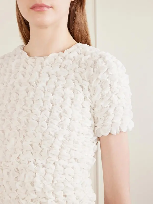 Khaite Polly Ruched Silk-chiffon Top - White