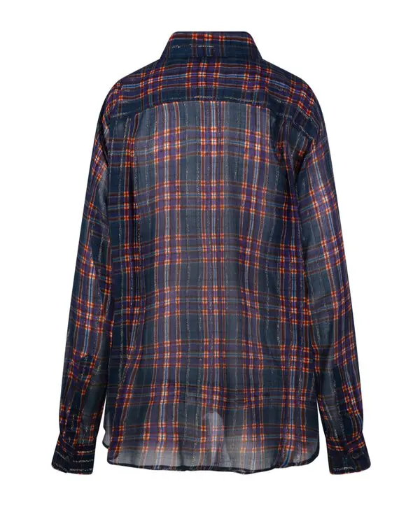 Dries Van Noten Plaid Long Sleeve Shirt - Blue